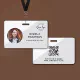 Employee ID minimalist Grey Custom logo QR code Badge | Zazzle