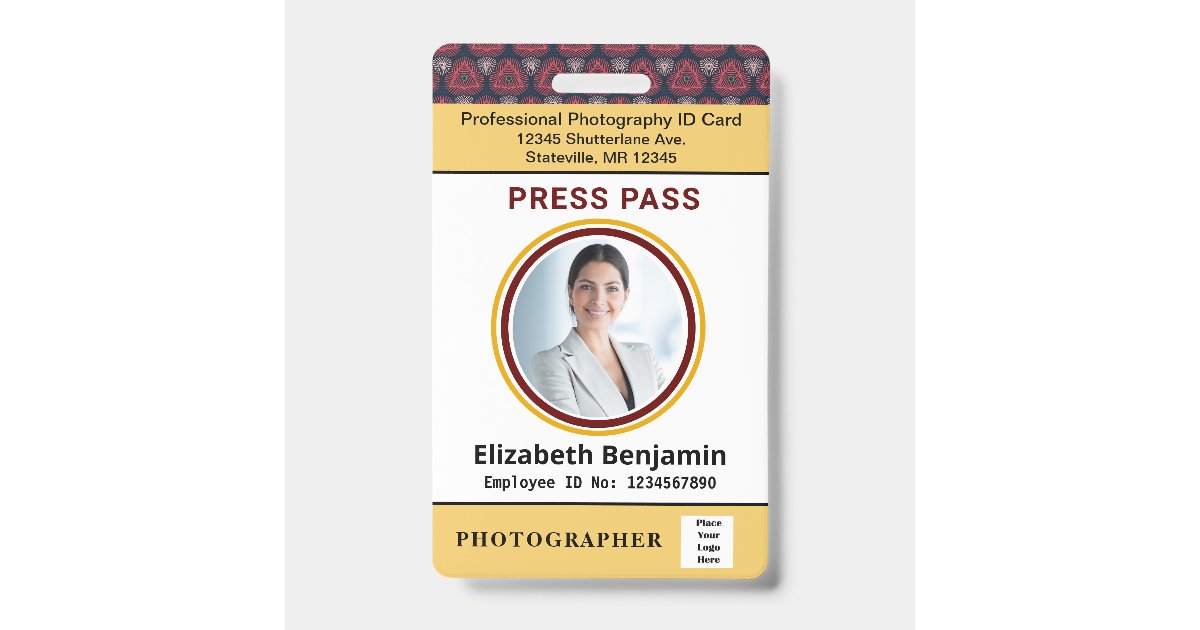 Employee ID Name Custom Photo Logo Bar Code Badge | Zazzle