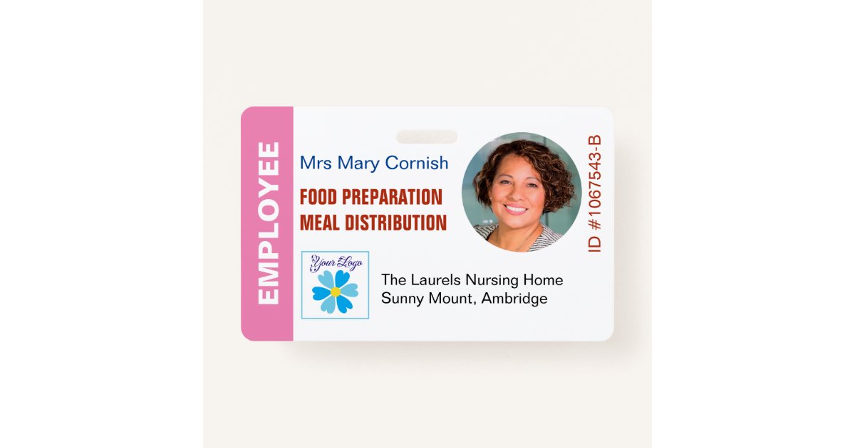 Employee ID Name Tag, Job Title & Logo Photo Badge | Zazzle