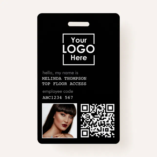 Employee ID Photo Company Identification QR Code Badge | Zazzle