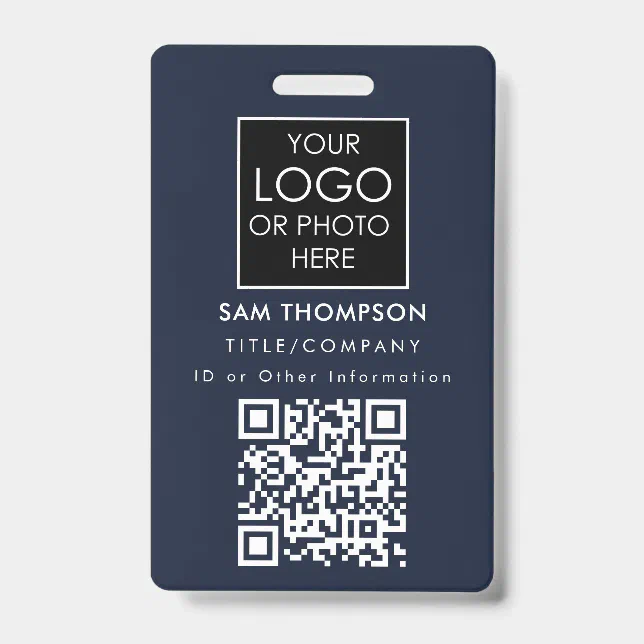 Employee ID Photo Company Security Badge QR Code | Zazzle