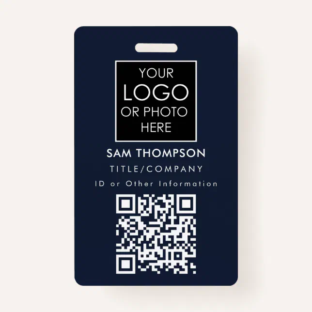 Employee ID Photo Company Security Badge QR Code | Zazzle