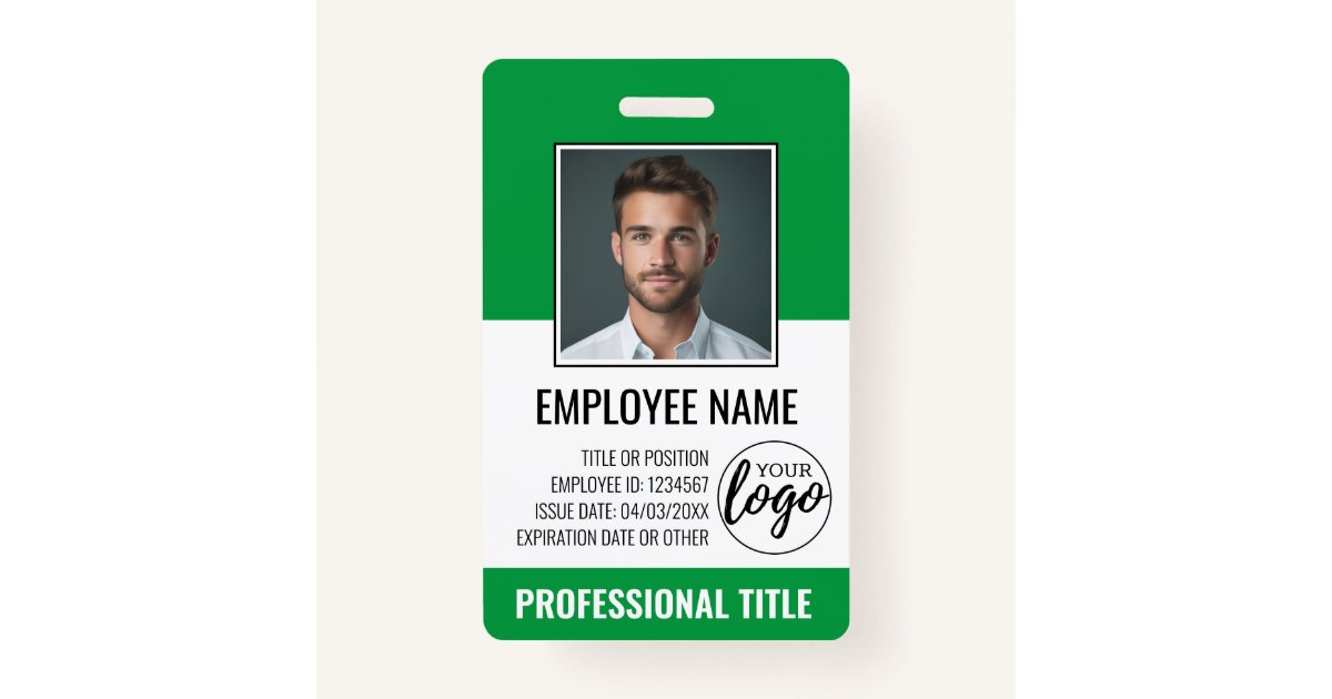 Employee ID - Photo, Logo, Title - Custom Plastic Badge | Zazzle
