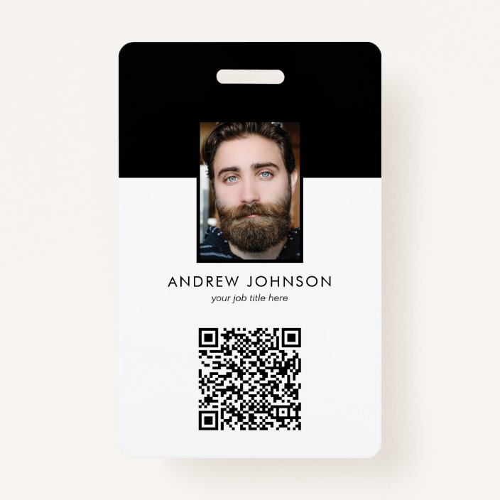 Employee ID QR Code Logo Photo Badge | Zazzle.com