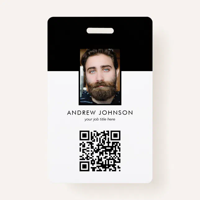 Employee ID QR Code Logo Photo Badge | Zazzle