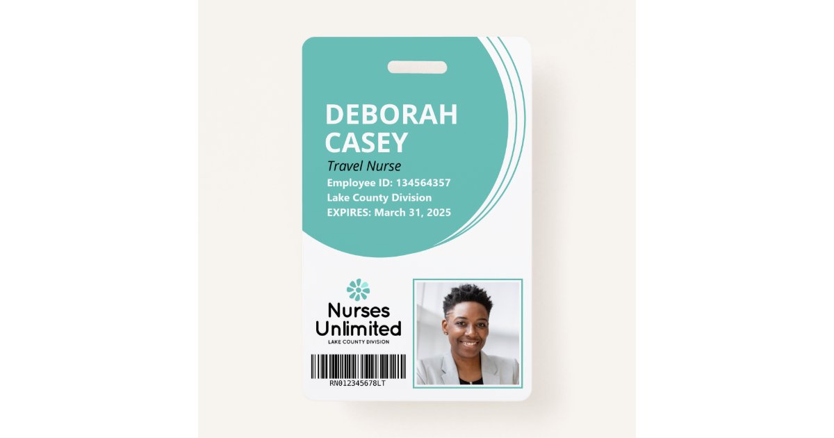 Employee ID Security Badge with Photo and Barcode | Zazzle