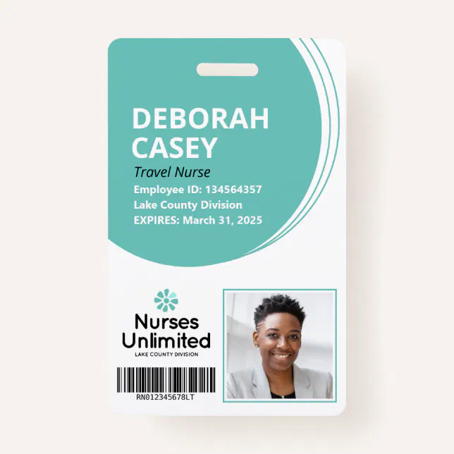 Employee ID Security Badge with Photo and Barcode | Zazzle