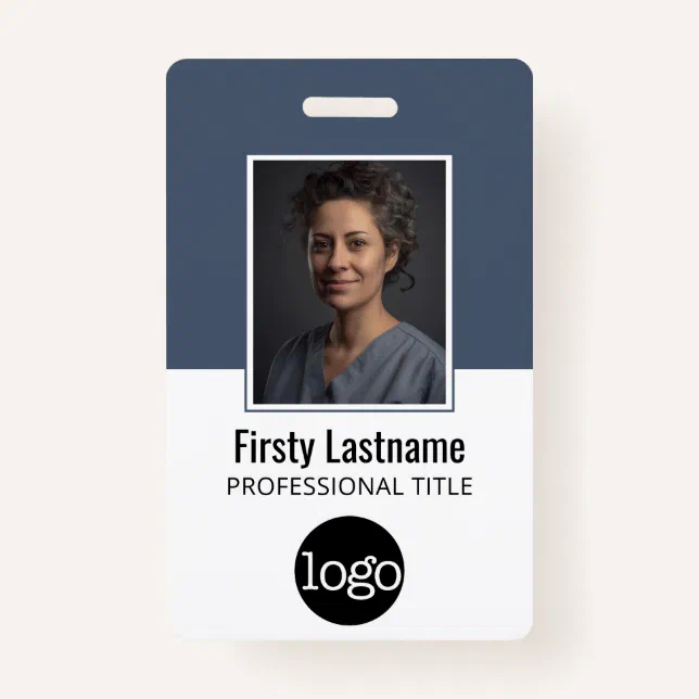 Employee ID with Photo, Bar Code, Logo, Name Badge | Zazzle