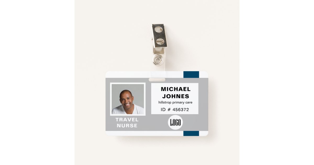employee logo and photo name tag badge | Zazzle