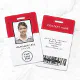 Employee Logo Bar Code Red Photo ID Badge | Zazzle
