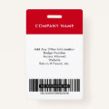Employee Logo Bar Code Red Photo ID Badge | Zazzle