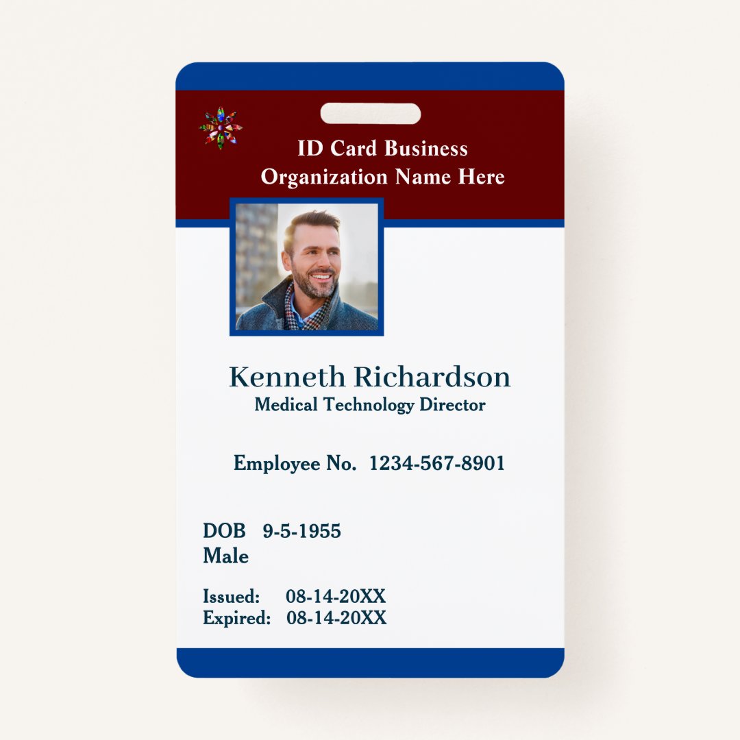 Employee Logo Business Bar Code Card Custom Badge | Zazzle