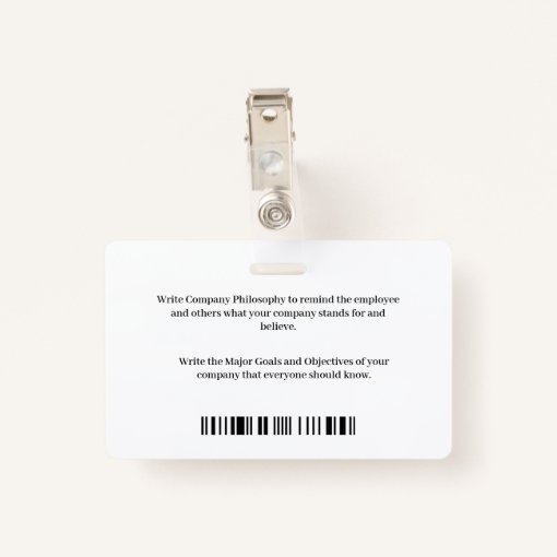 Employee Logo Business Bar Code Card Custom Badge | Zazzle