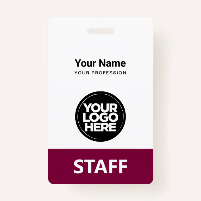 Employee Logo Staff Tag Front and Back The Same Badge | Zazzle