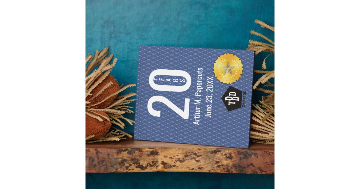 Employee milestone anniversary 20 years plaque | Zazzle.com