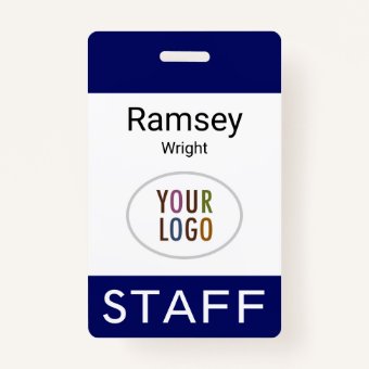 Employee Name Badge Custom Business Logo Staff Tag | Zazzle