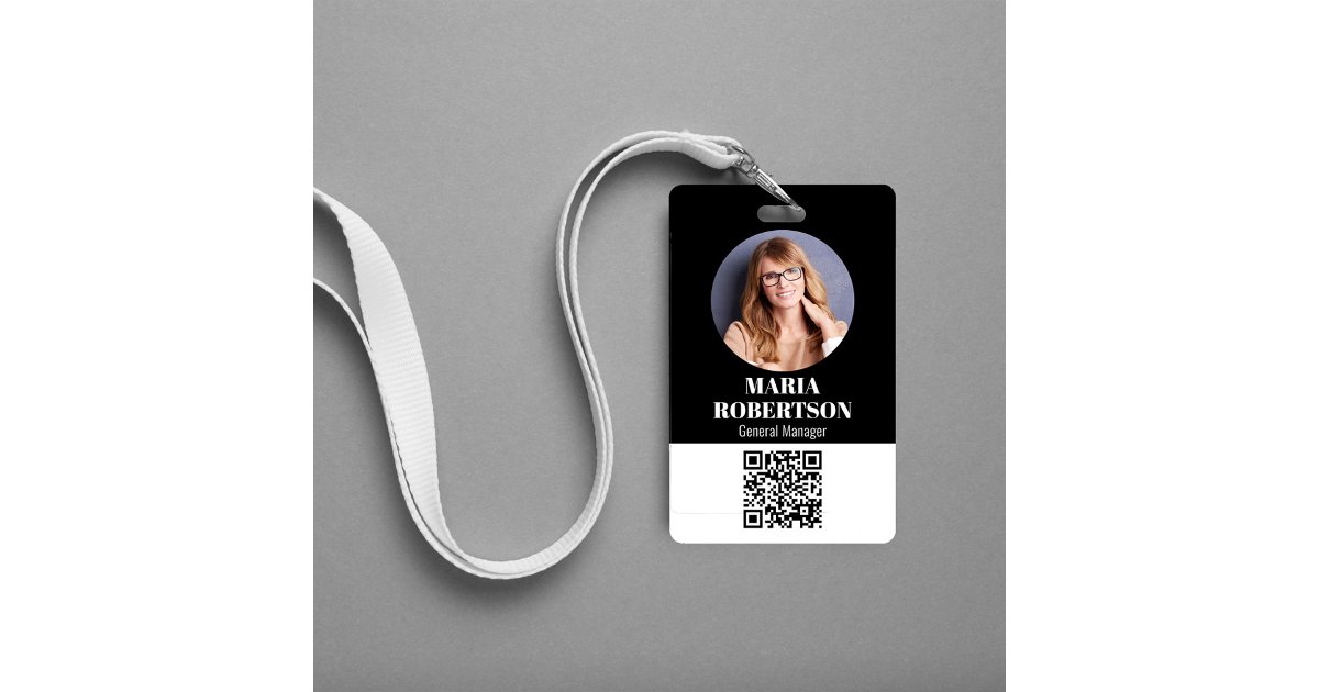 Employee Name Badge Minimalist Photo QR Code | Zazzle