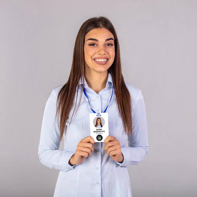 Employee Name Badge Minimalist Photo QR Code | Zazzle