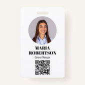 Employee Name Badge Minimalist Photo QR Code | Zazzle
