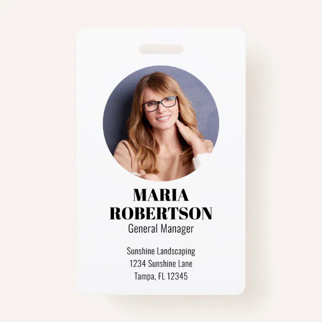 Employee Name Badge Minimalist Photo Simple | Zazzle
