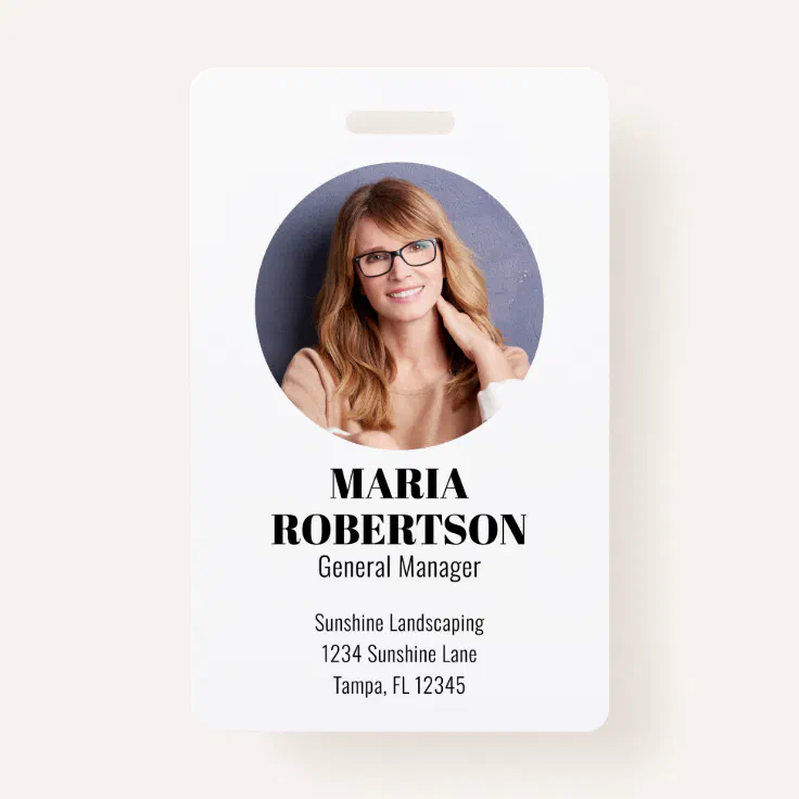 Employee Name Badge Minimalist Photo Simple | Zazzle