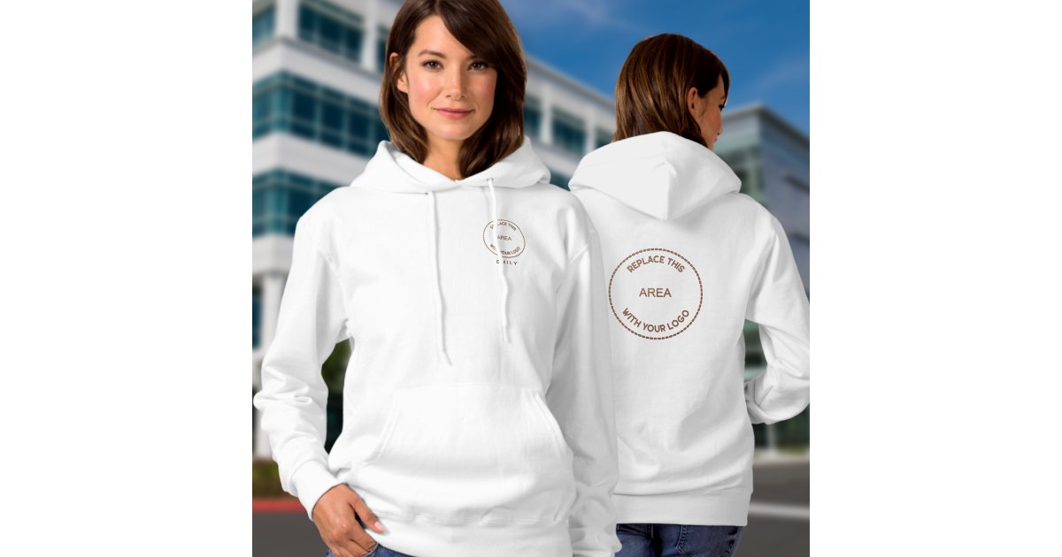 Employee Name Business Logo Front Back Hoodie | Zazzle