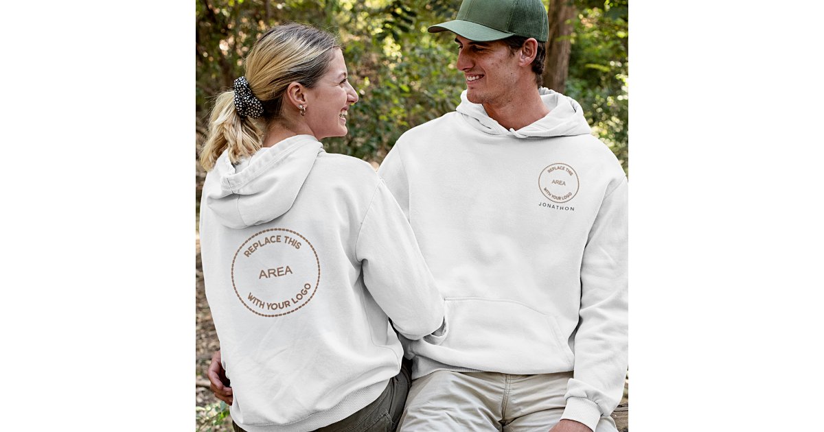 Employee Name Business Logo Front Back Hoodie | Zazzle