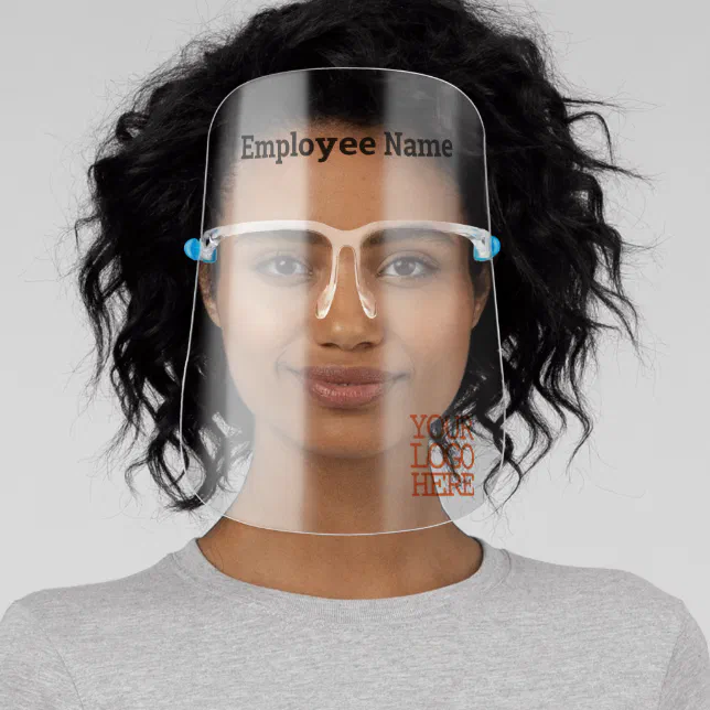 Employee Name & Company Logo Face Shield | Zazzle