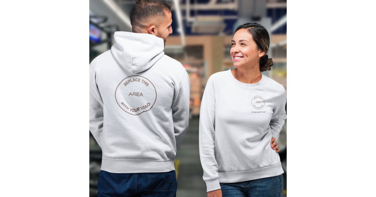 Employee Name Logo Front and Back Sweatshirt | Zazzle