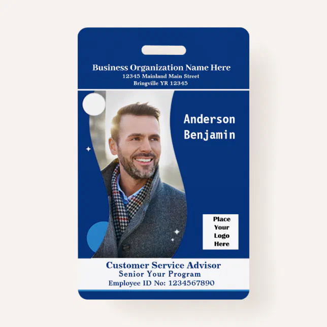 Employee Name Photo Bar Code ID Card Badge | Zazzle