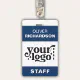 Employee Name Tag Custom Business Logo Staff Blue Badge | Zazzle
