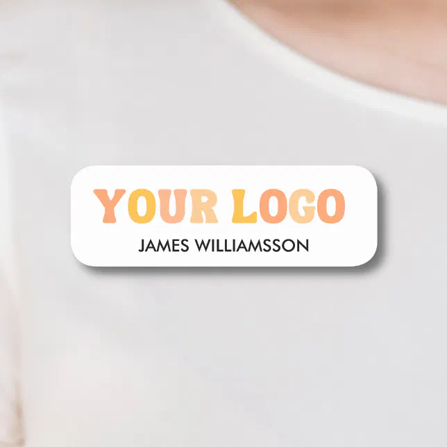 Employee Name Tag Custom Logo Magnetic Or Pin Back | Zazzle