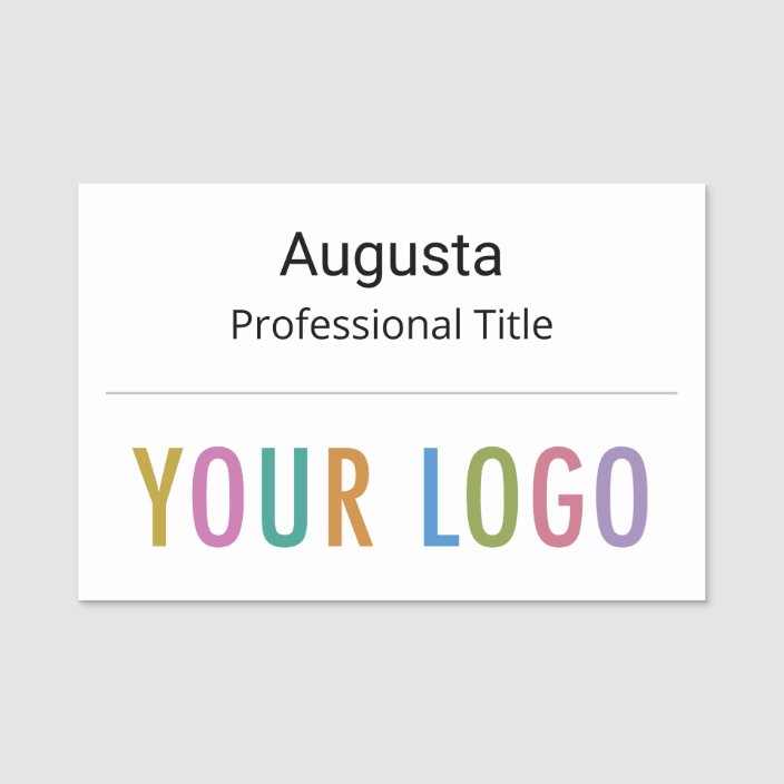 Employee Name Tag Magnetic Custom Business Logo | Zazzle.com