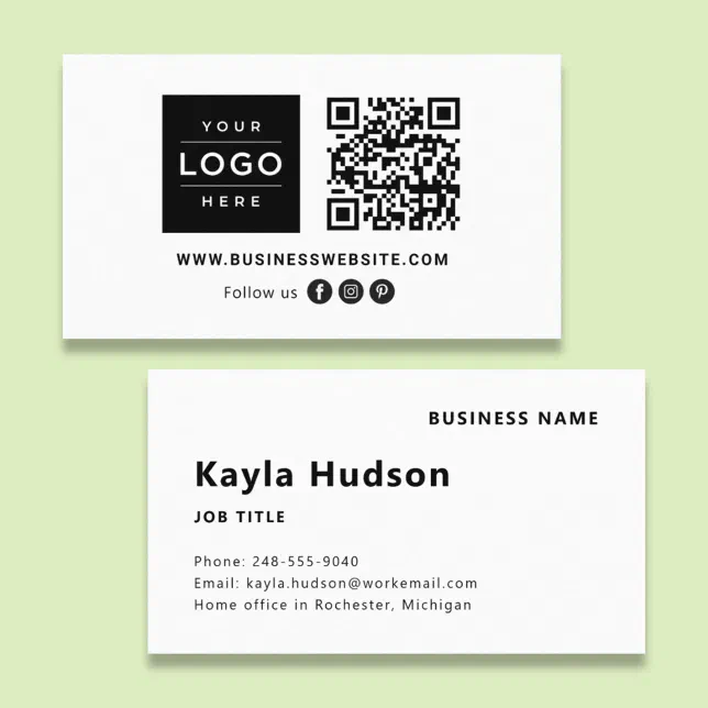 Employee Name with Company Logo QR Code Business Card | Zazzle