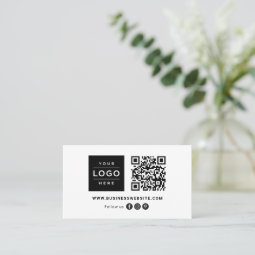 Employee Name with Company Logo QR Code Business Card | Zazzle