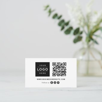 Employee Name with Company Logo QR Code Business Card | Zazzle