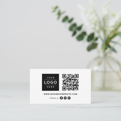 Employee Name with Company Logo QR Code Business Card | Zazzle