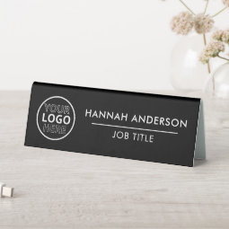 Employee Nameplate Black Table Sign Business Logo | Zazzle