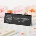 Employee Nameplate Black Table Sign Business Logo | Zazzle