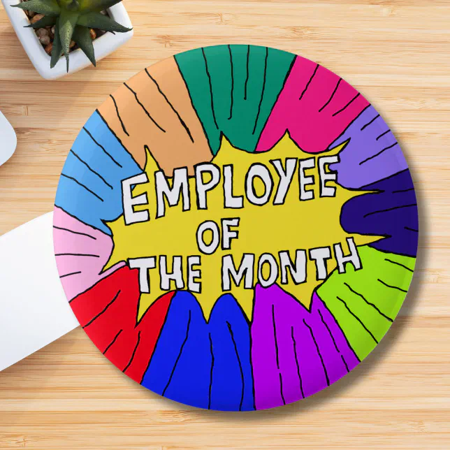 Employee of the month badge boss pin workers star | Zazzle