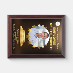 Employee of the Month custom Photo | Golden stars Award Plaque | Zazzle
