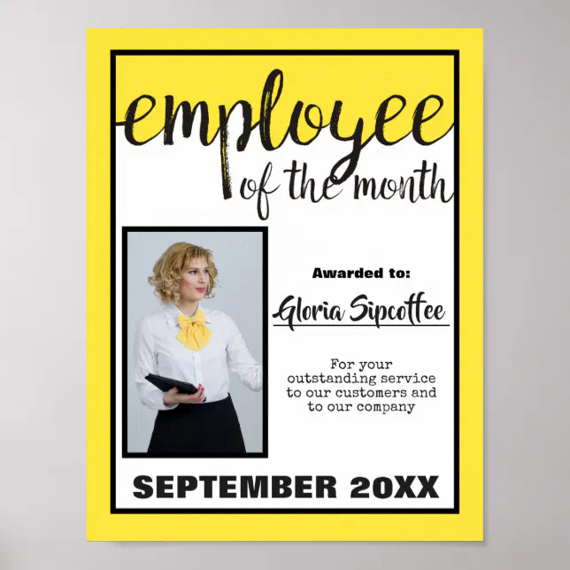 Employee of the month photo recognition award poster | Zazzle