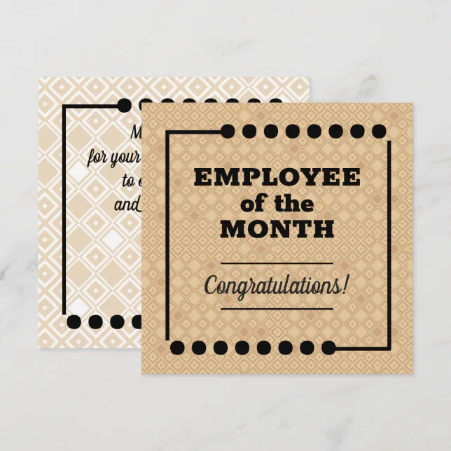 Employee of the month recognition award card | Zazzle