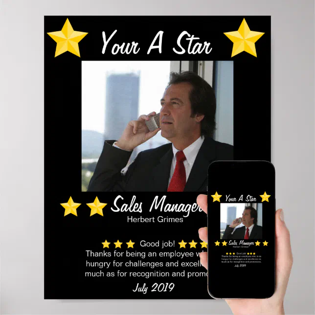 Employee of the month star employee poster | Zazzle