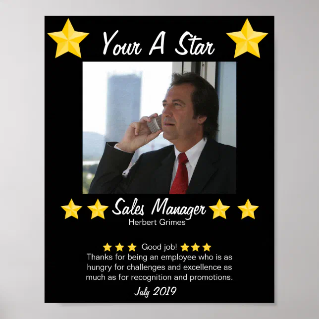 Employee of the month star employee poster | Zazzle
