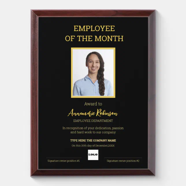 Employee of the month template award plaque | Zazzle