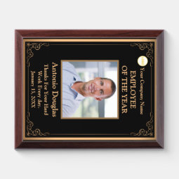 Employee of the Year custom Photo | Golden frames Award Plaque | Zazzle