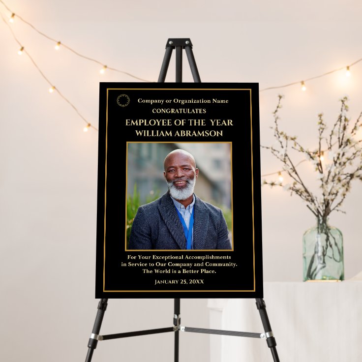 Employee Of The Year Photo Gold Award Custom Foam Board | Zazzle