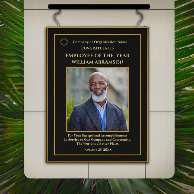 Employee Of The Year Photo Gold Award Custom Foam Board | Zazzle