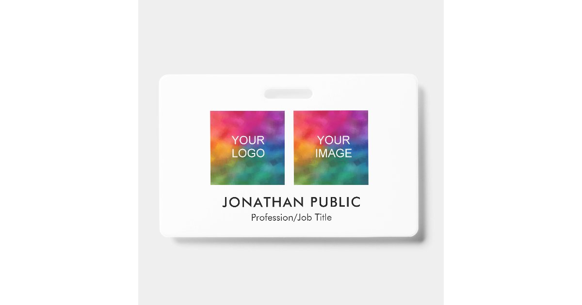 Employee Photo Add Your Corporate Logo Here Badge | Zazzle